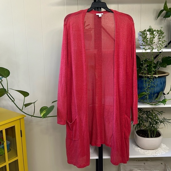 J. Jill | Sweaters | J Jill Red Pink Duster Cardigan Linen Blend Long ...